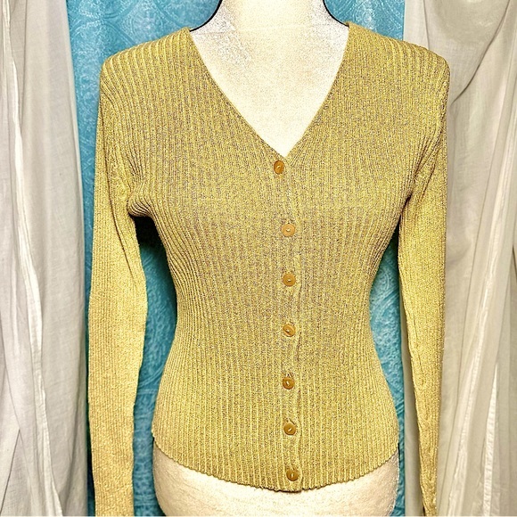 Clio | Sweaters | Vintage Clio Silk Blend Metallic Shimmer Ribbed ...